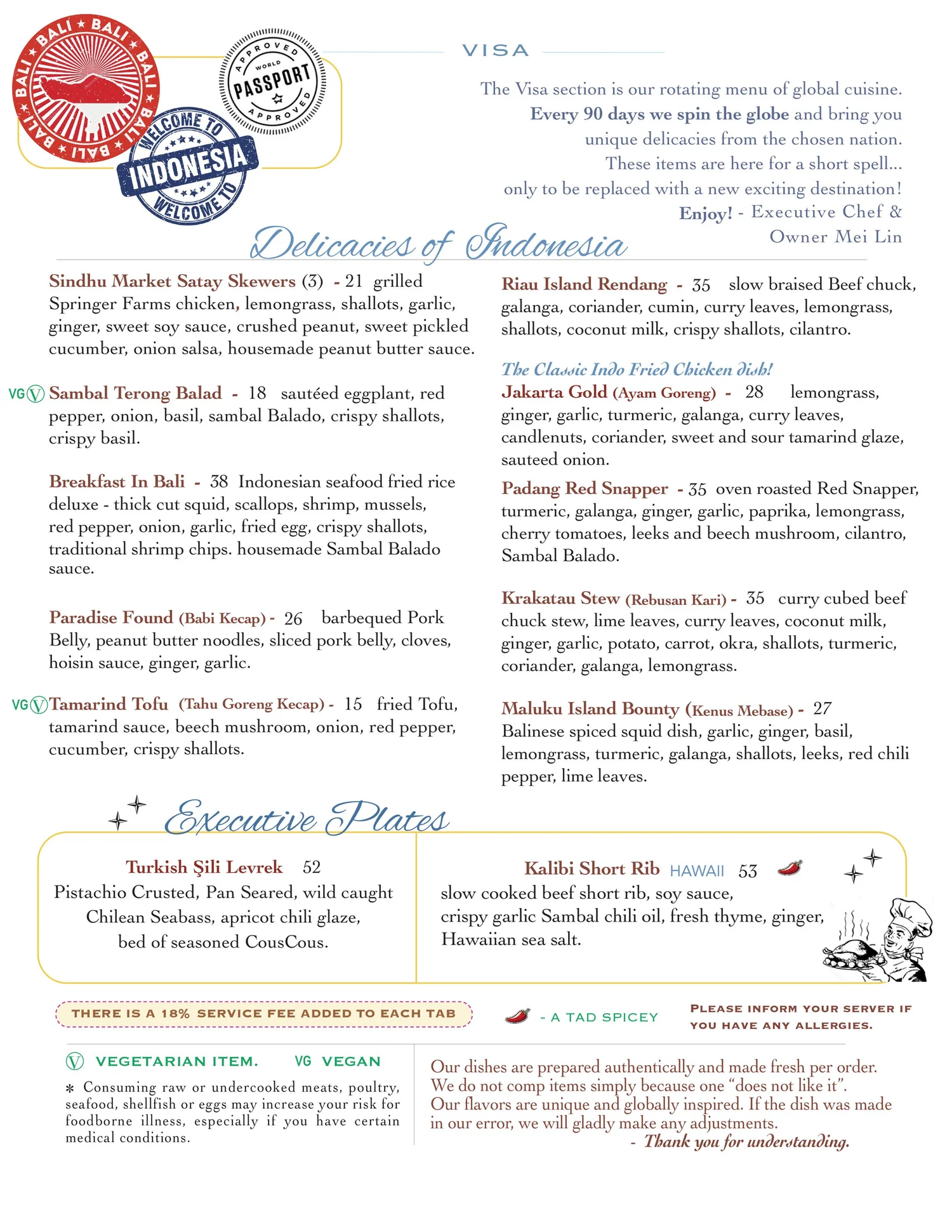 GLOBAL CUISINE — MENU