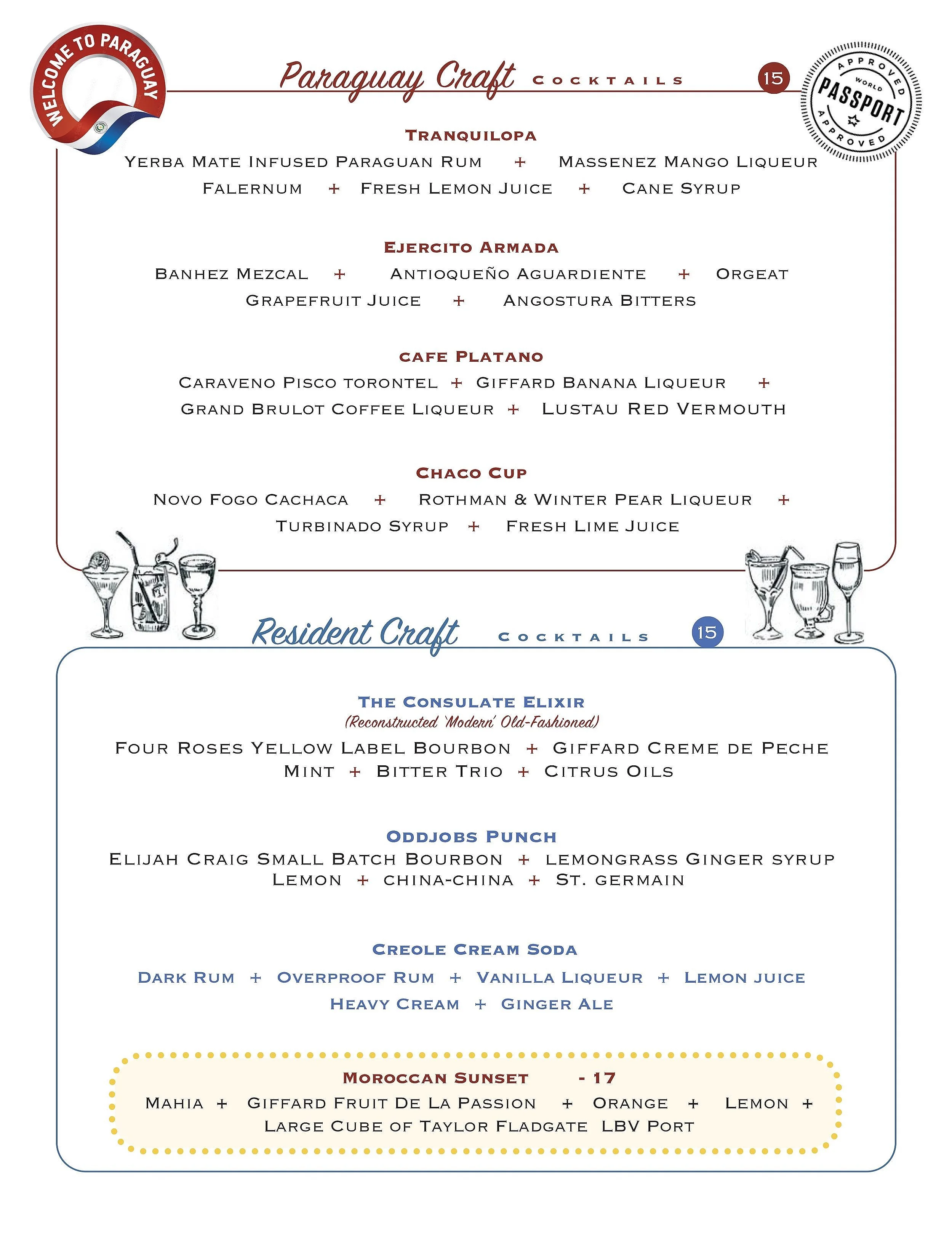 CRAFT COCKTAILS — MENU