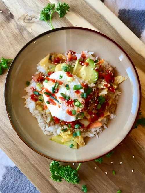 Unwrapped Egg Roll Rice Bowls — The Intrepid Cookie