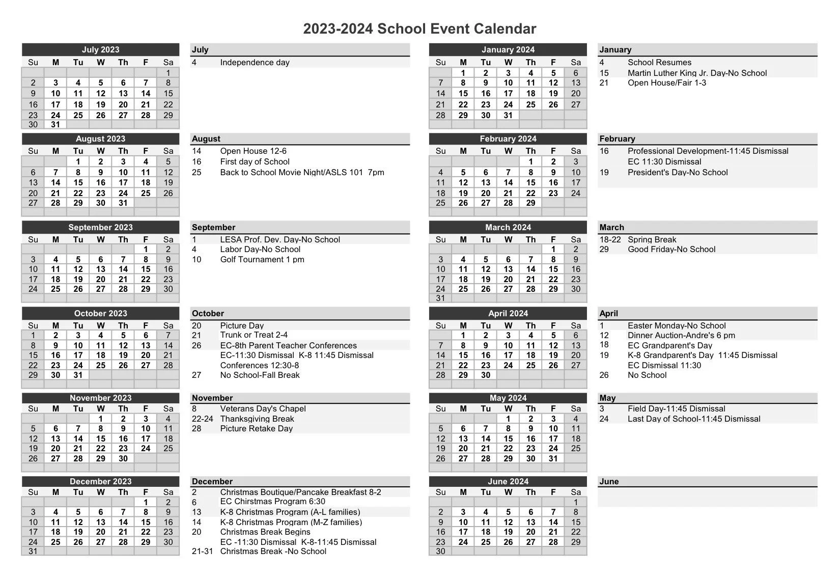 Calendar — Abiding Savior School