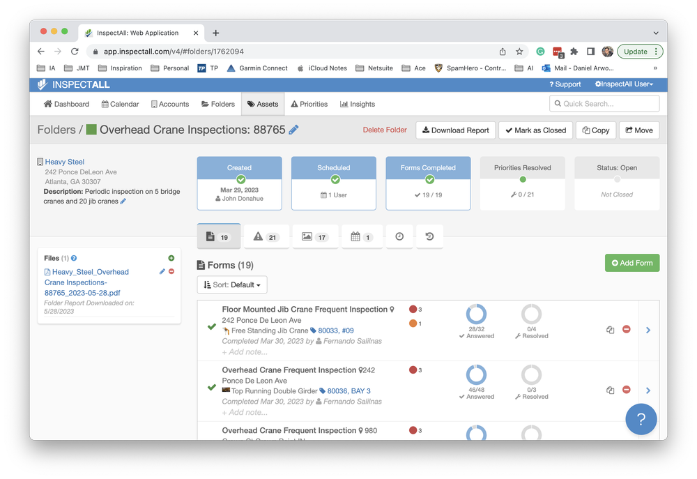 Overhead Crane Inspection App — InspectAll