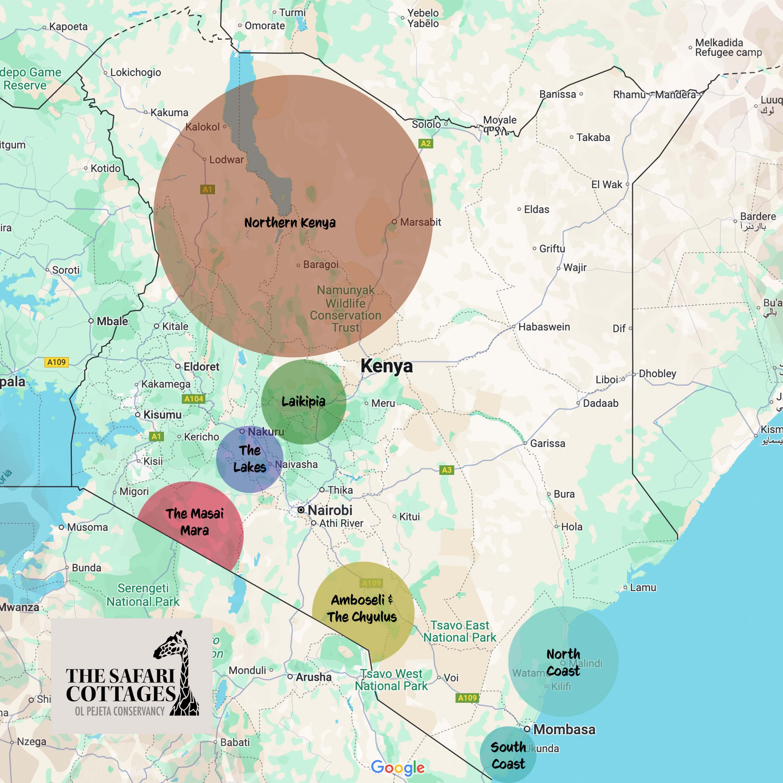 A map of Kenya and choosing the best route for your safari — Ol Pejeta ...