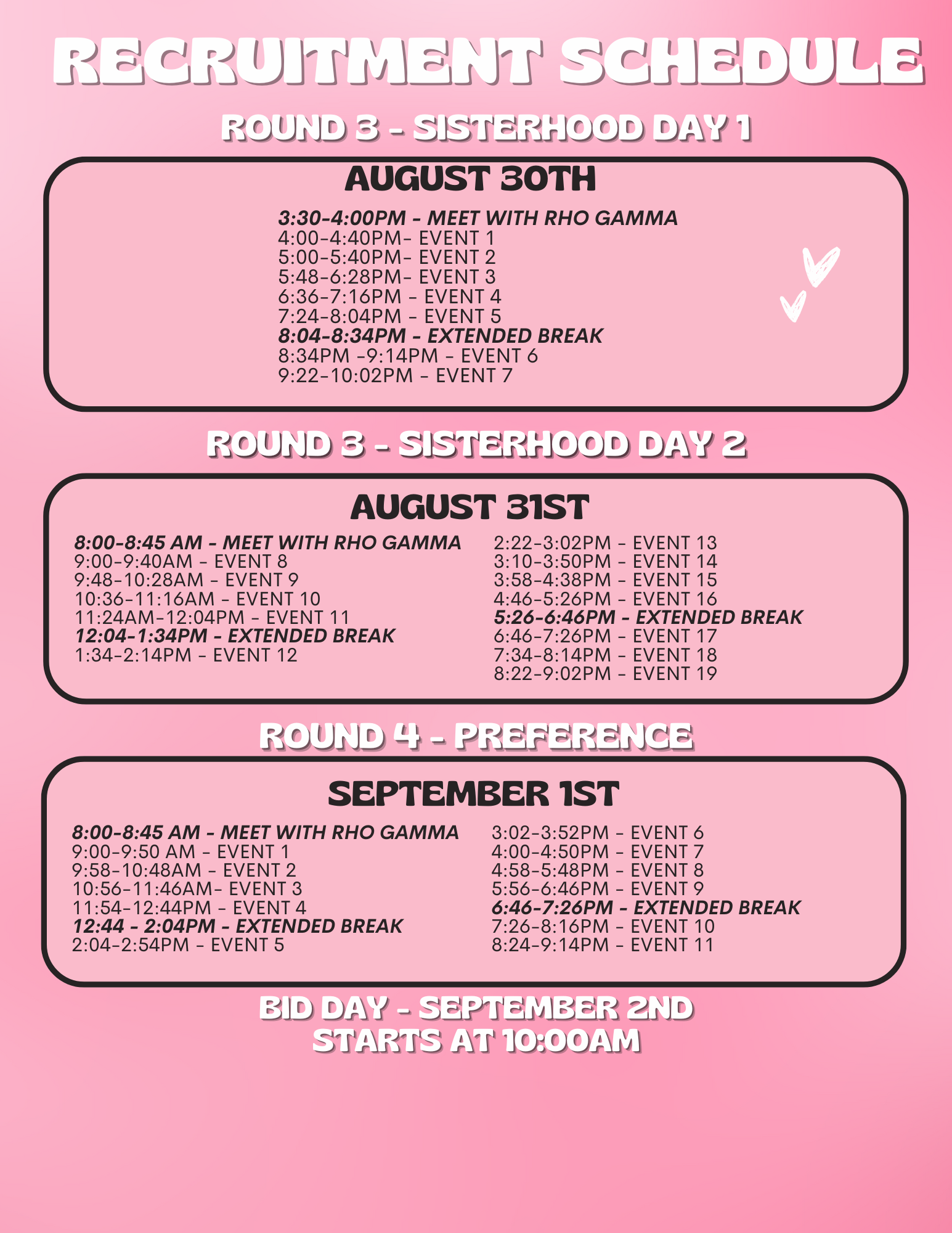 Formal Recruitment Schedule — Arizona State Panhellenic