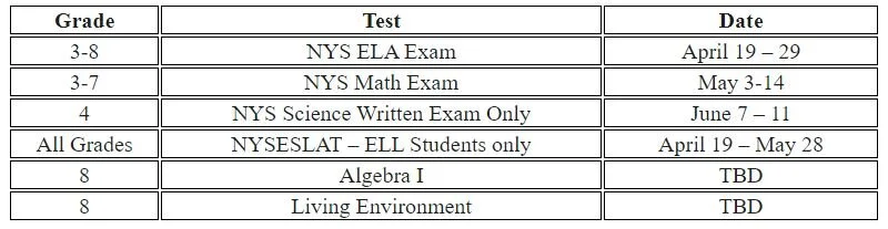 New York State Grades 3 8 ELA And Math Grades 4 8 Science Exam Info 