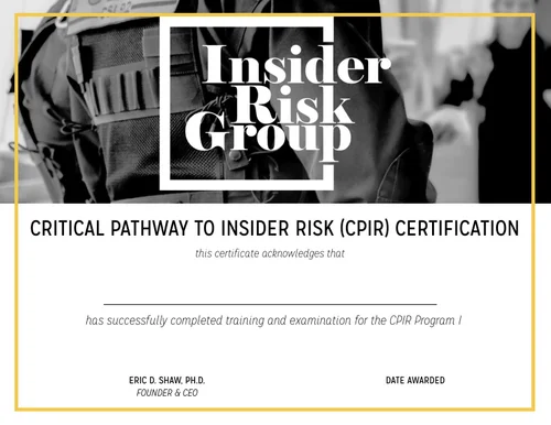 Critical Pathway to Insider Risk Certification — IRG