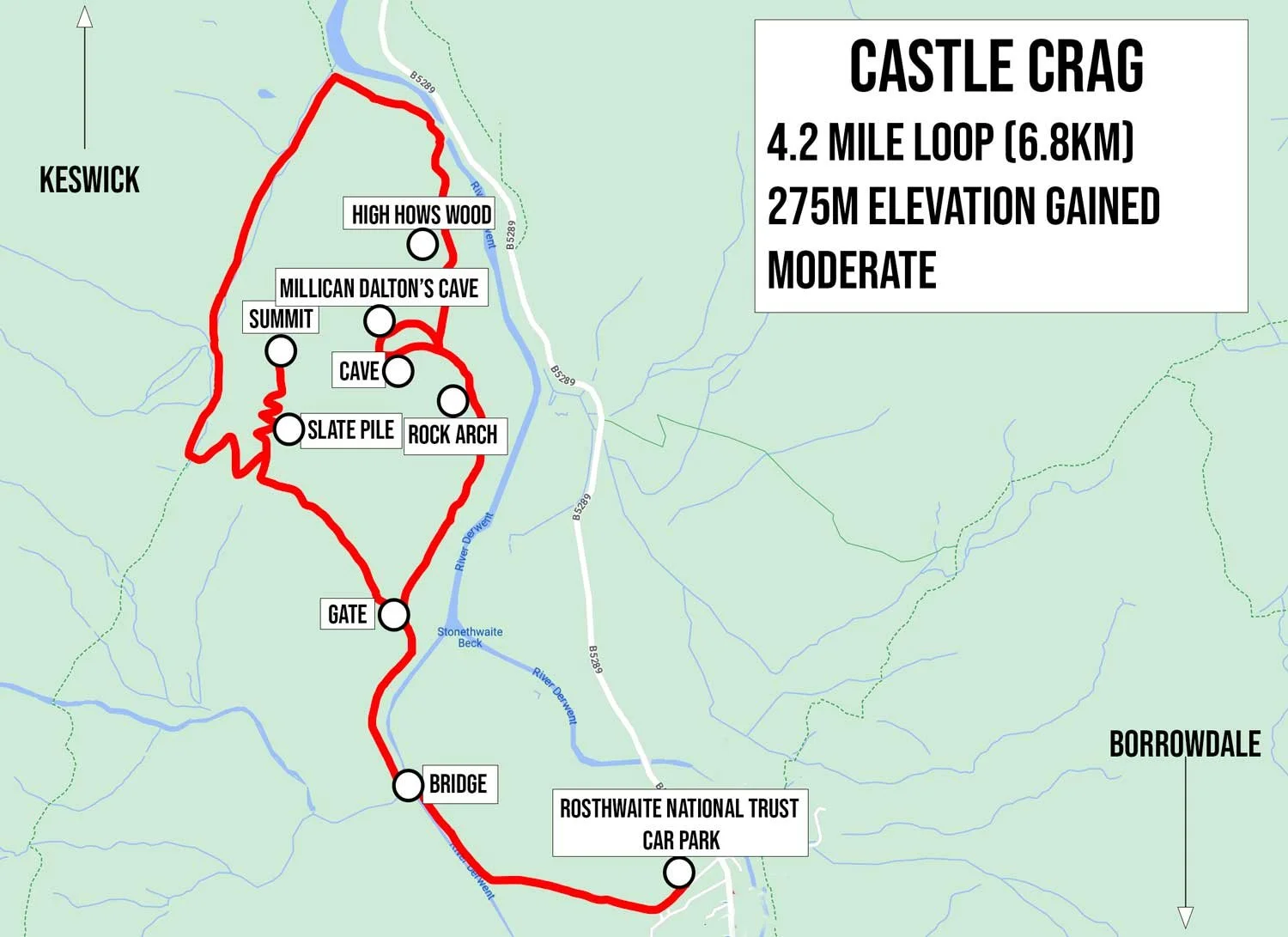 The Castle Crag loop walk including how to find the hidden cave — Walk ...