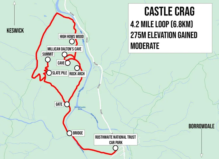 The Castle Crag loop walk including how to find the hidden cave — Walk ...