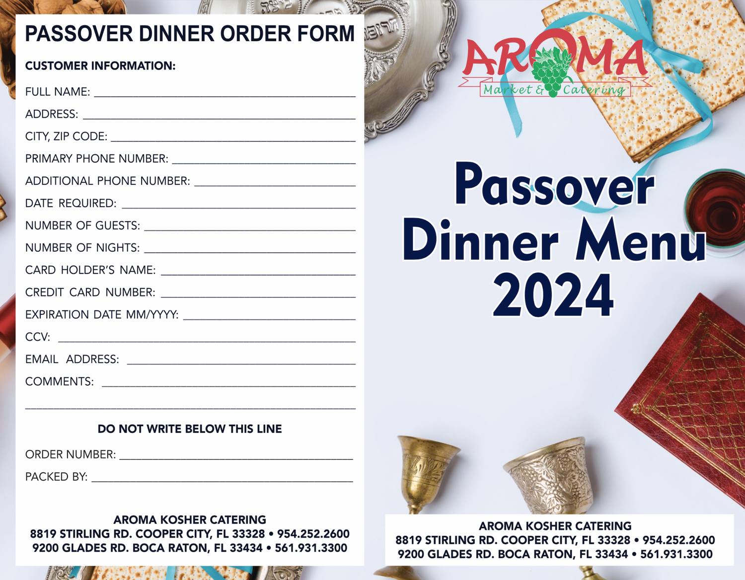 Passover Catering in Miami & Broward County, South Florida — Aroma Market