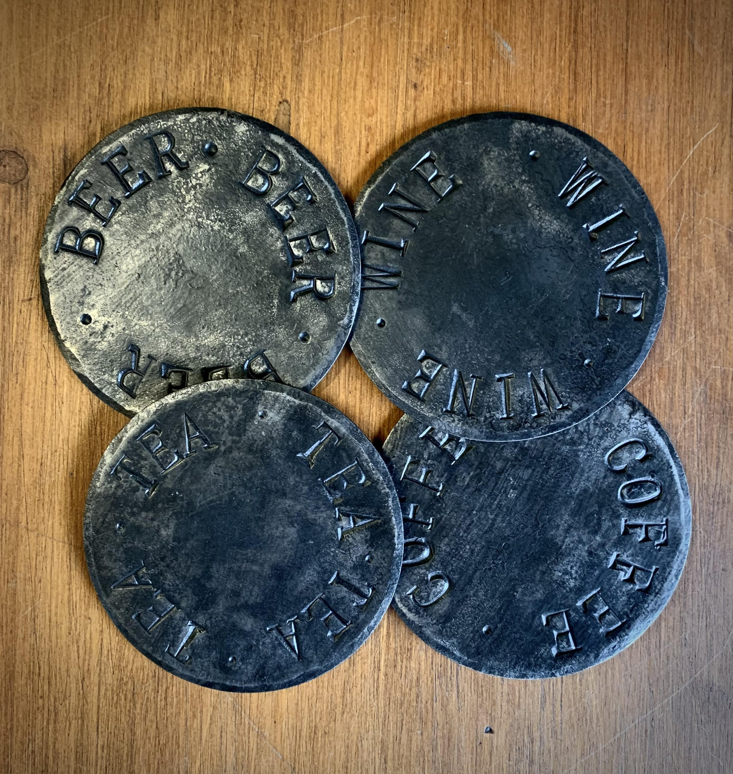 Hand Stamped, Steel Coaster - TEA — Kv Artist Blacksmith