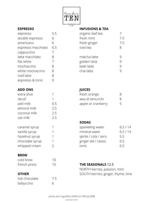 Coffee, Breakfast & Lunch — Number Ten Curaçao