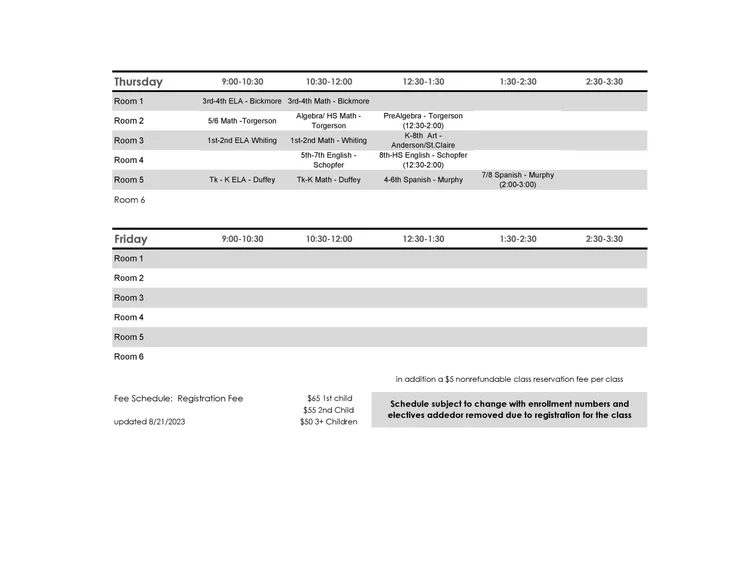 Classes — Liberty Learning Academy