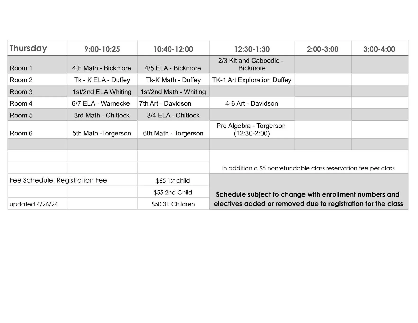 Classes — Liberty Learning Academy