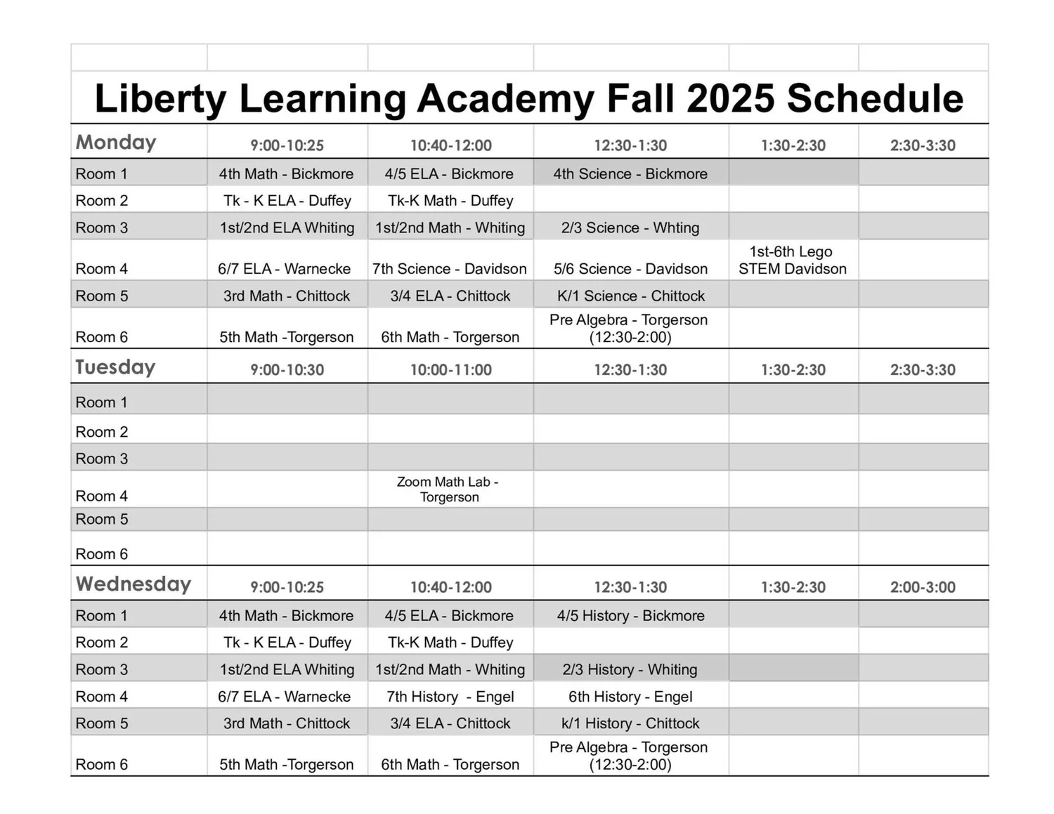 Classes — Liberty Learning Academy