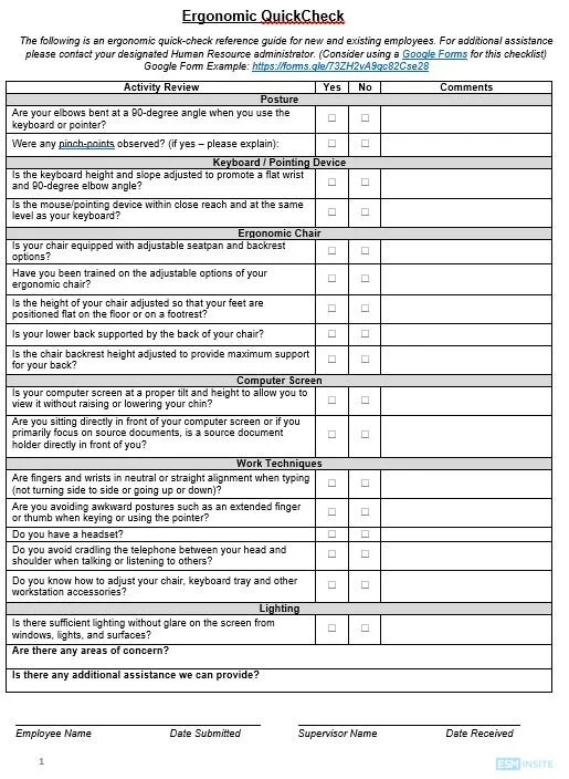 Work From Home Ergonomic Exposures and Strategies — ESM INSITE