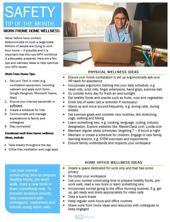 Work From Home Ergonomic Exposures and Strategies — ESM INSITE