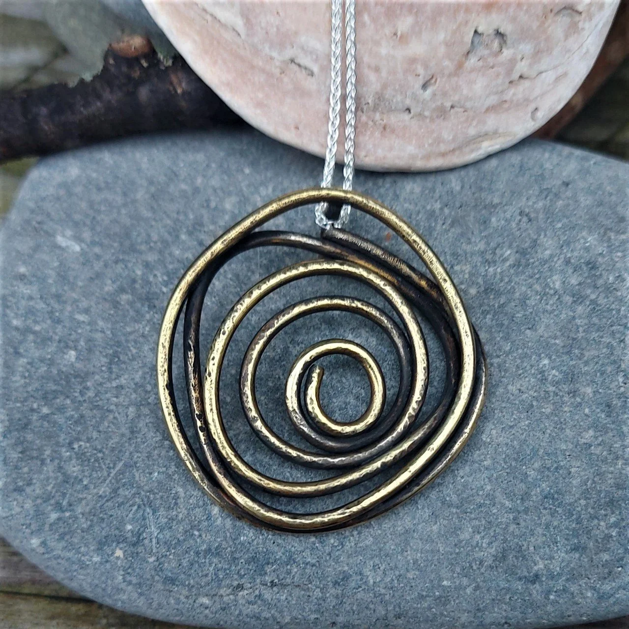 Solid brass swirl pendant — I Love Dolly