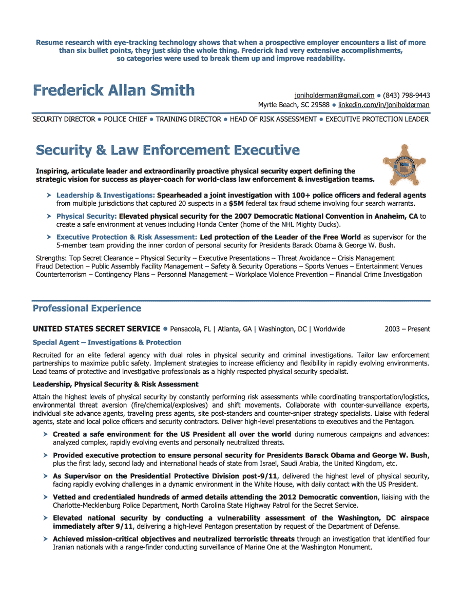 Security Executive Resume Sample — Thrive! Resumes | Professional ...