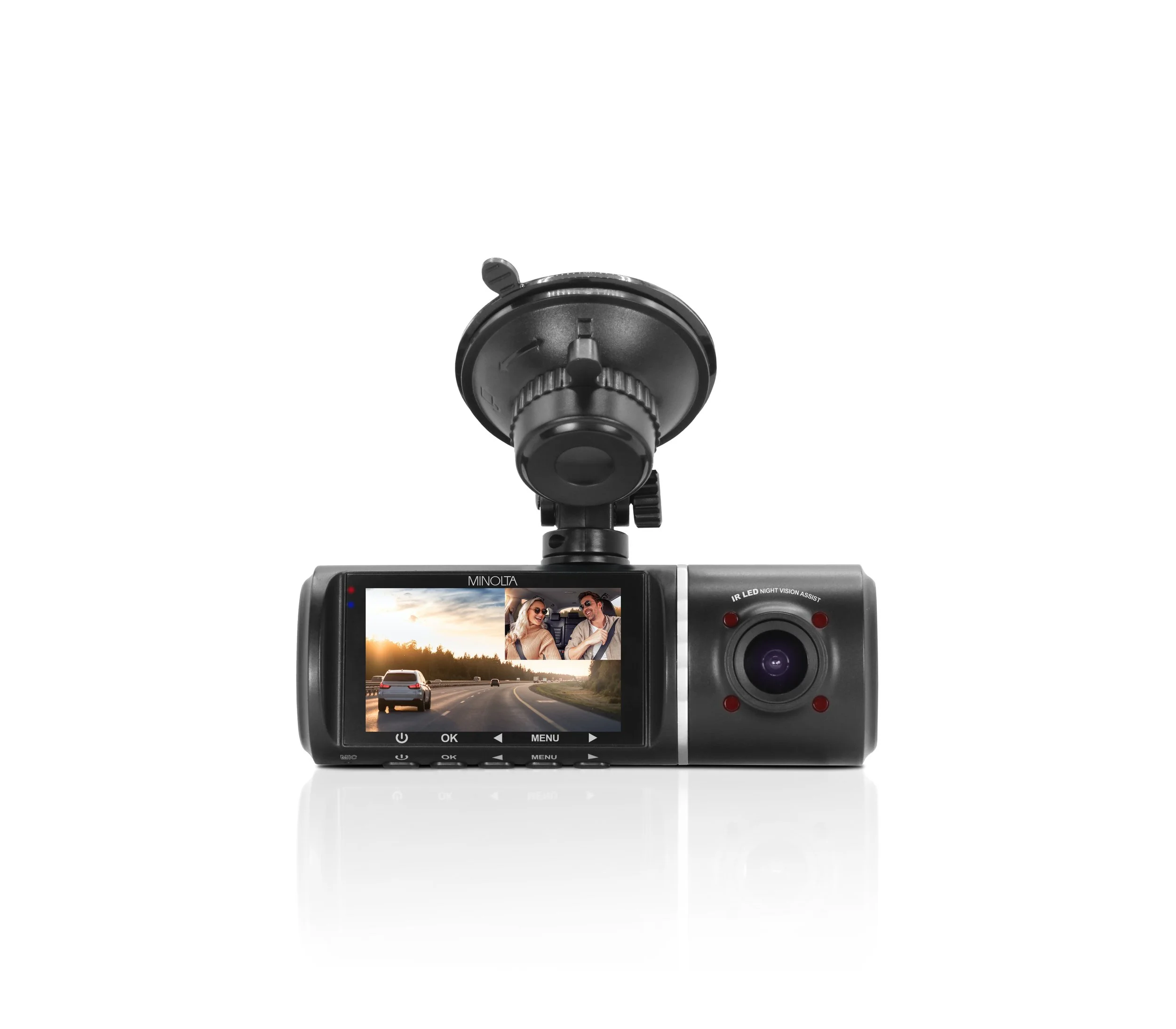 MNCD245T 3-Channel 1080p Dash Camera w/2.45" LCD & Rear Camera ...