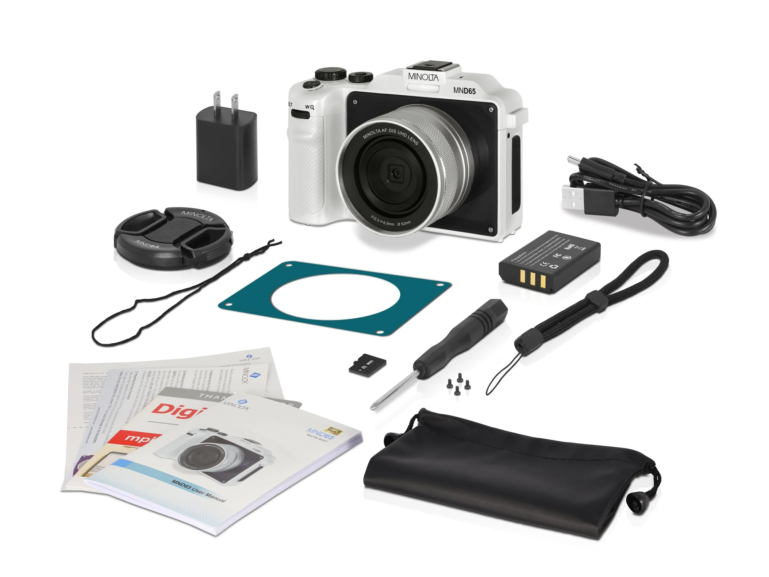 MND65 56 MP Autofocus / 4K60FPS Ultra HD Camera w/WiFi and Selfie Lens ...