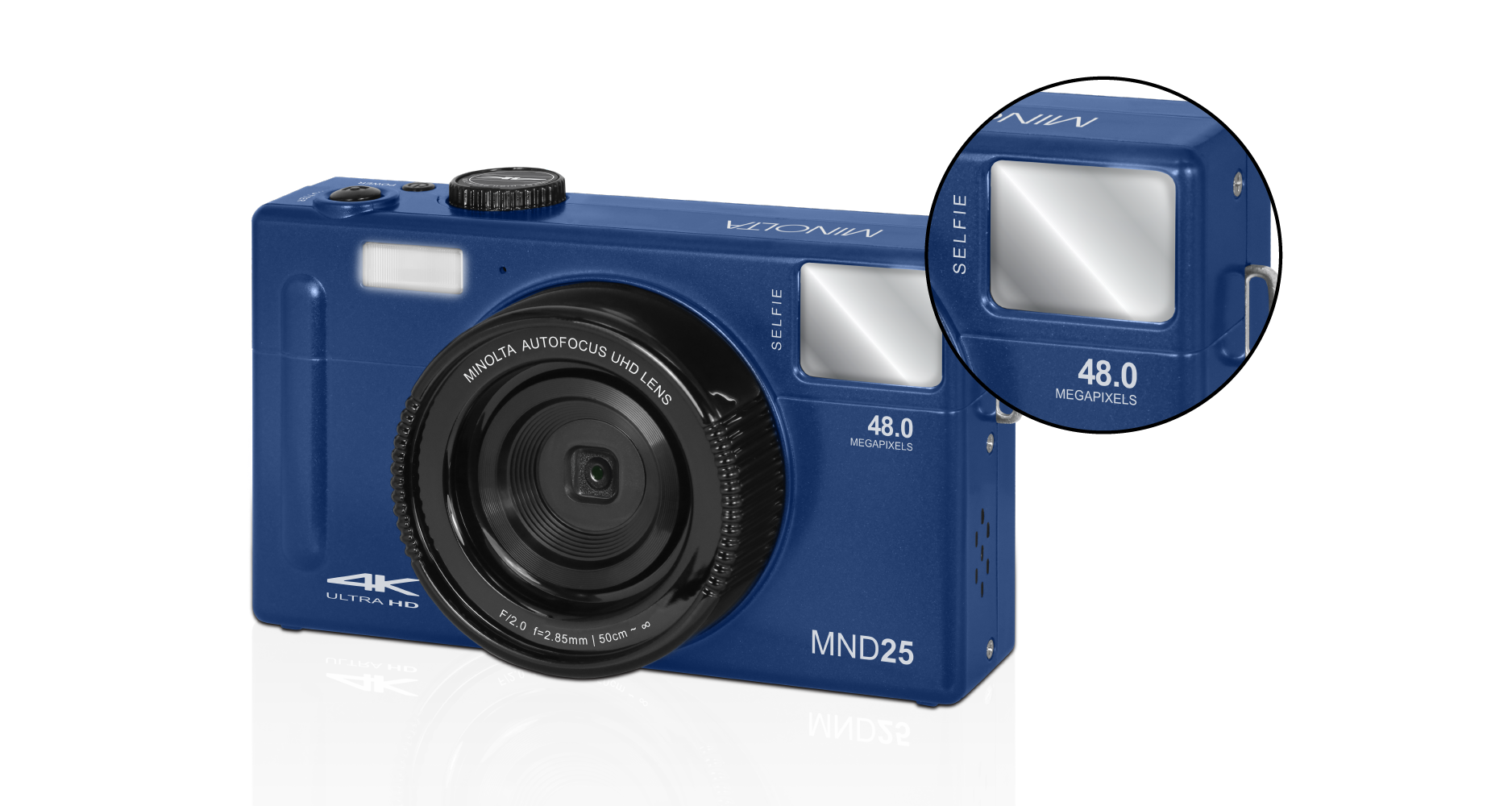 MND25 48 MP Autofocus / 4K Ultra HD Camera w/Selfie Mirror — Minolta ...