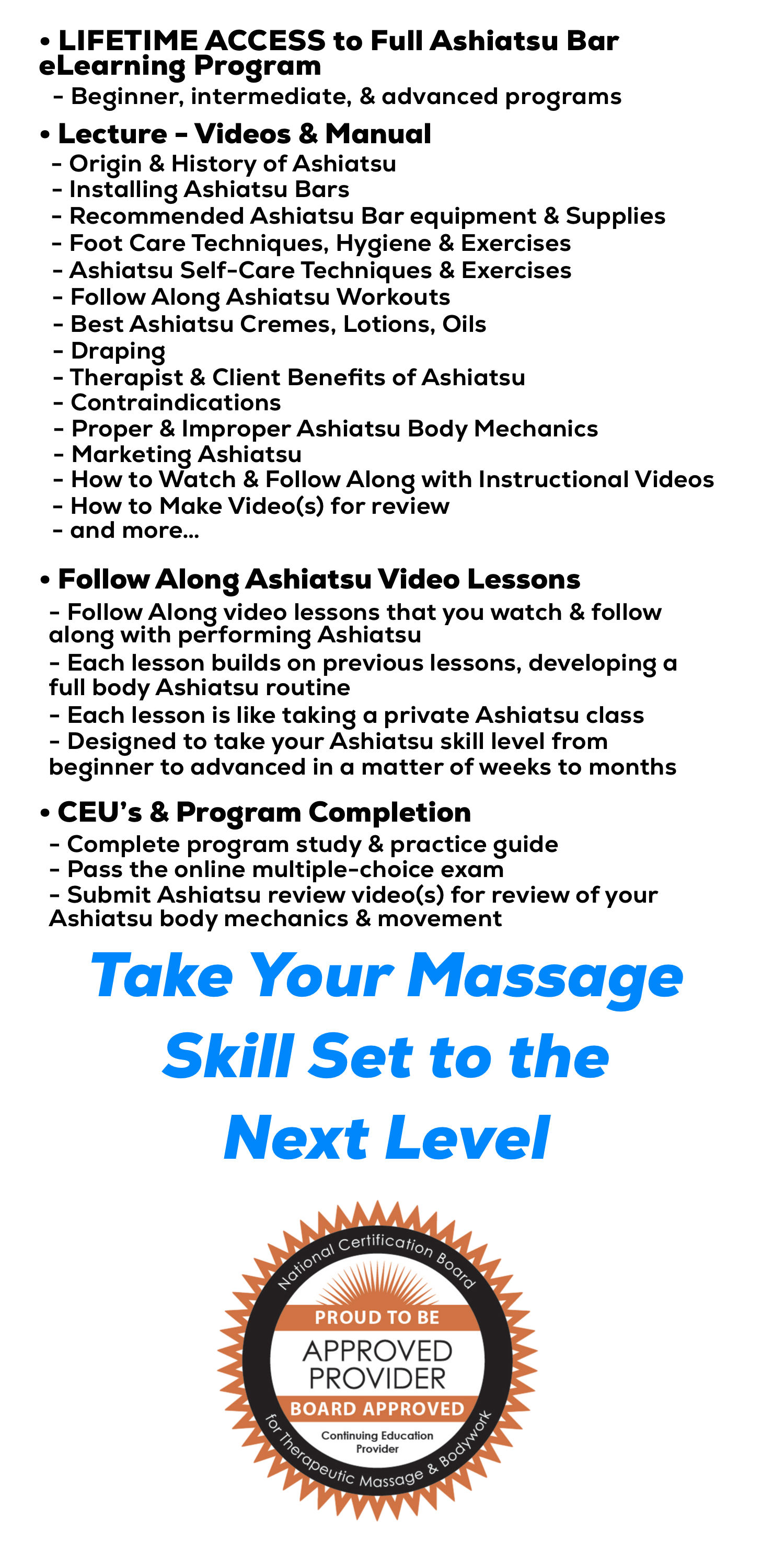 Ashiatsu Training eLearning Sign-Up | SAVE THOUSANDS