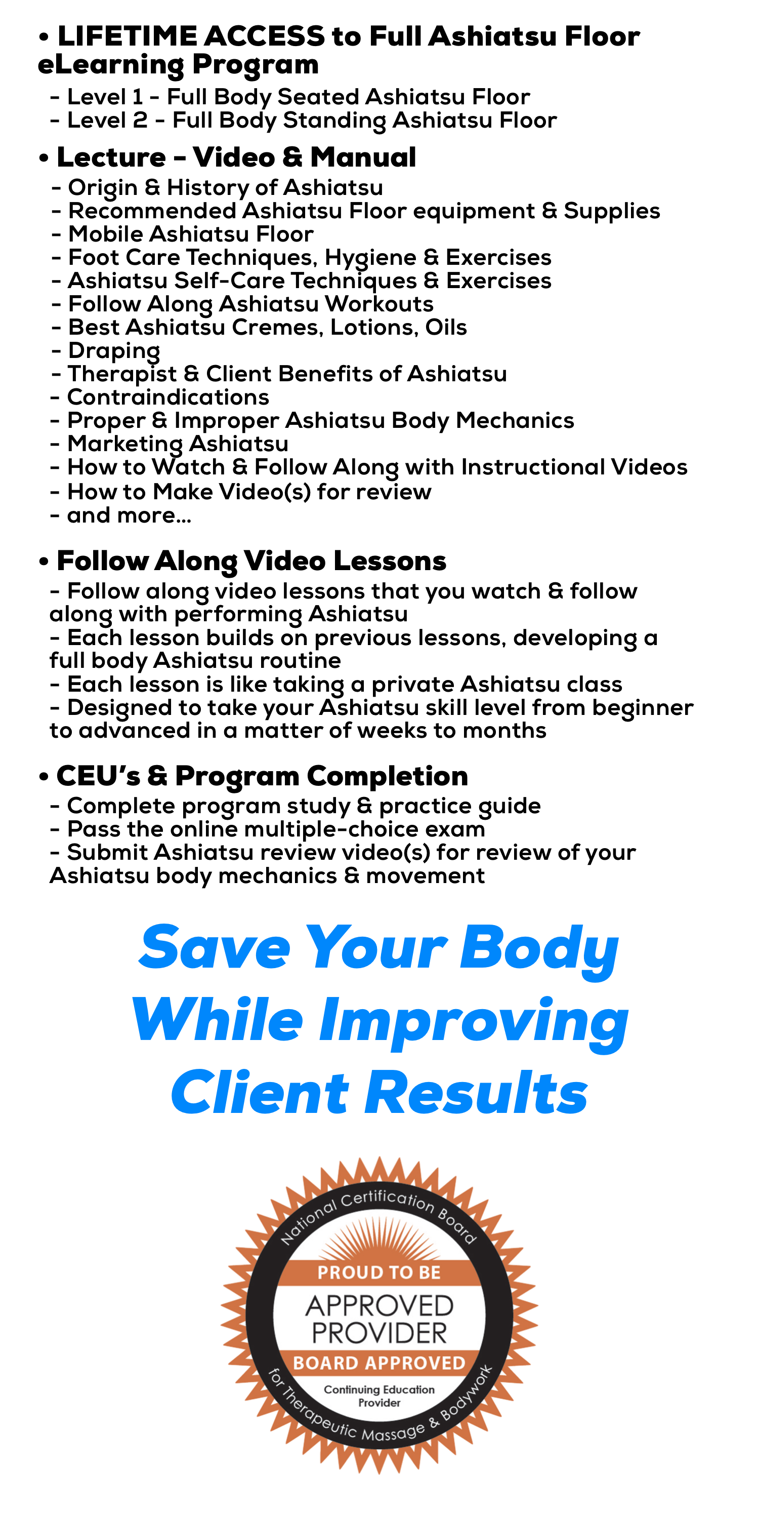 Ashiatsu Training eLearning Sign-Up | SAVE THOUSANDS