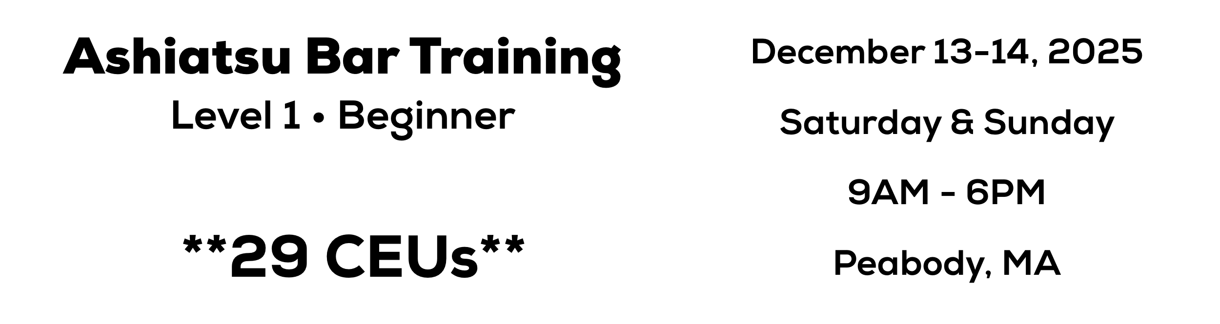 Ashiatsu Training Schedule | Ashiatsu Class Schedule