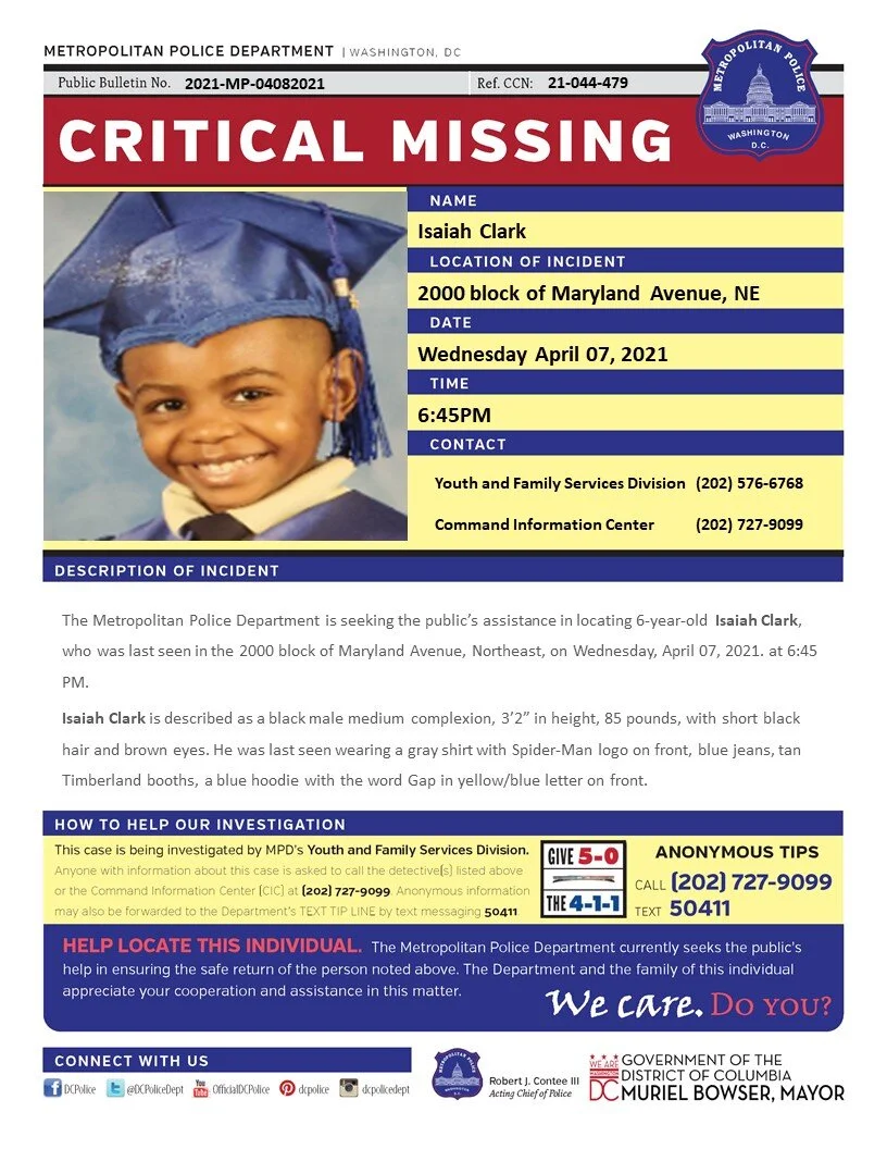 CRITICAL MISSING PERSONS | Terell and Isaiah Clark — Congress Heights ...