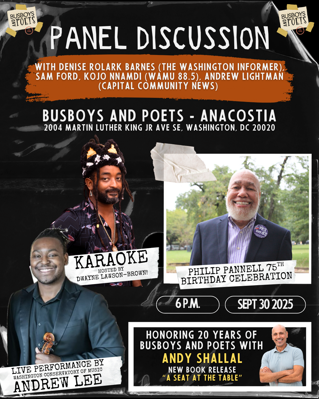 Sept 30 | Phillip Pannell 75th Birthday + Launch of 'A Seat at the Table' by Andy Shallal ...