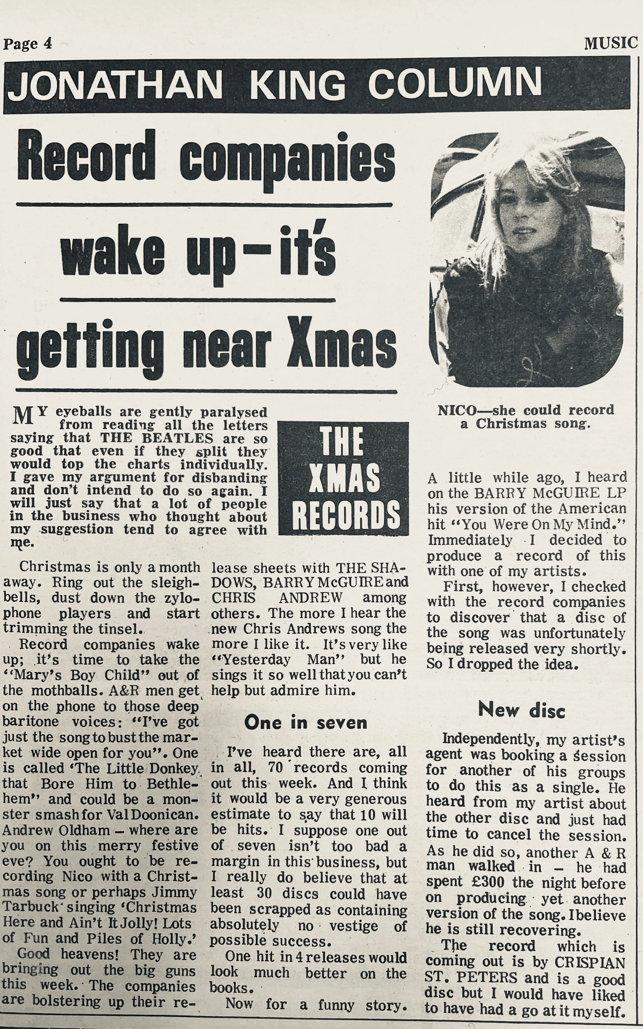 NICO – Continental Singer, Model and Actor in London, 1965 — Peter ...