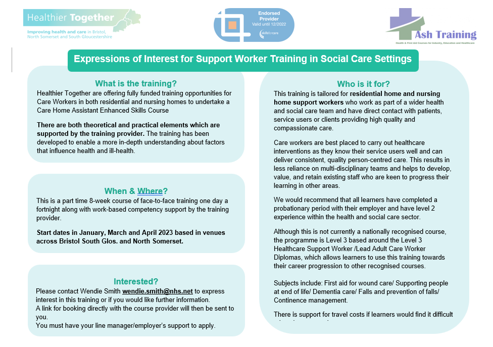 Enhanced Care Skills Course - Places available January and March 2023 ...