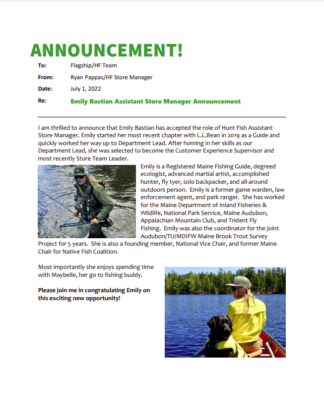NFC National Vice Chair Emily Bastian Moving Up — Native Fish Coalition