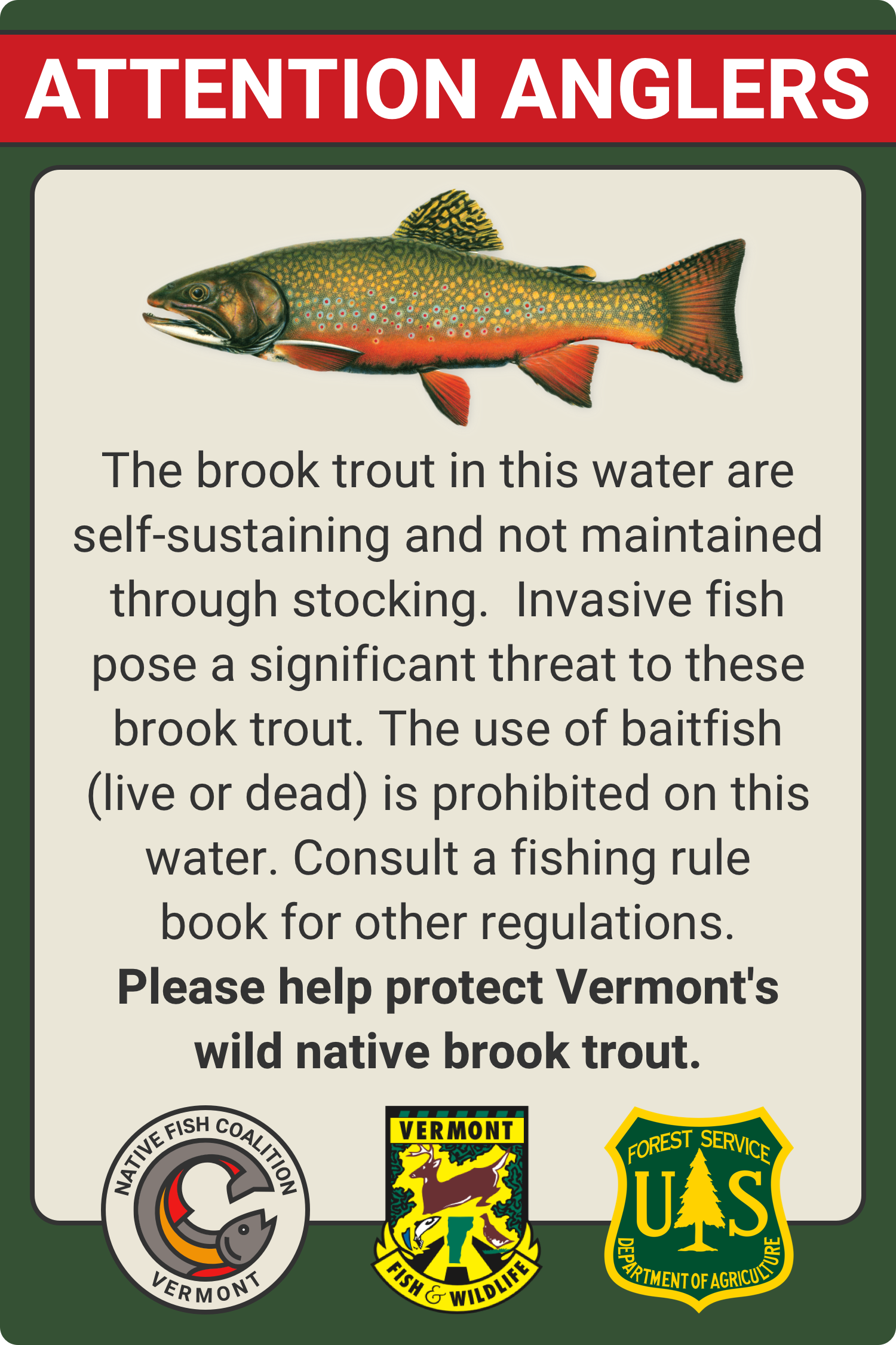 Press Release: NEW SIGNS WILL HELP PROTECT WILD NATIVE BROOK TROUT FROM ...