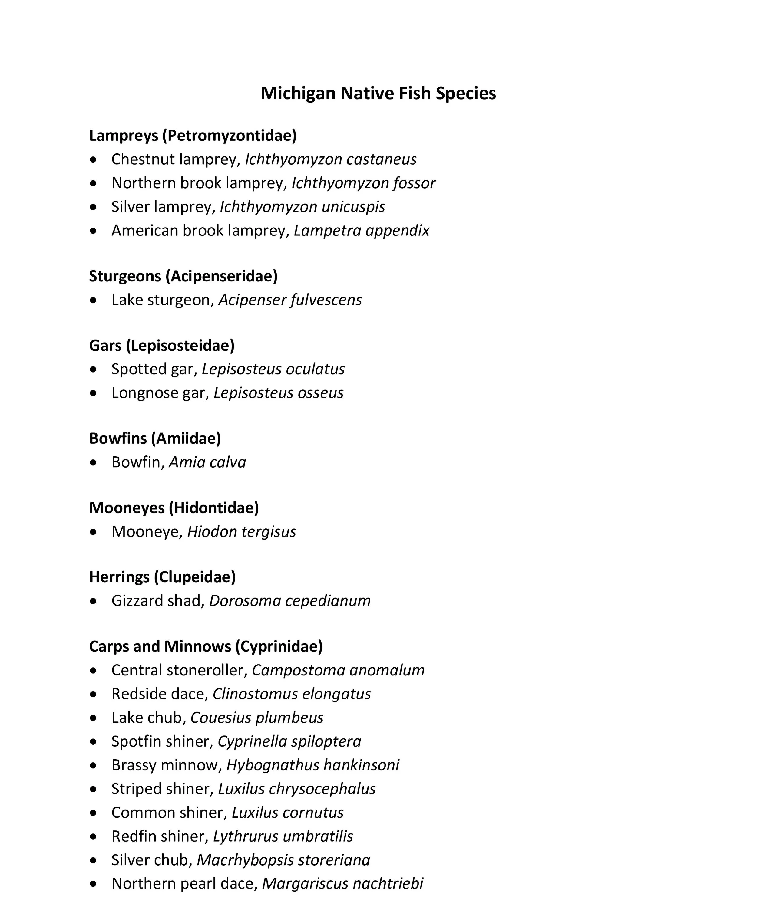 Michigan Native Fish — Native Fish Coalition