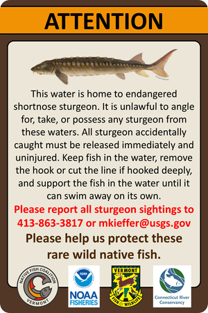 Vermont Gets Endangered Sturgeon Signs... — Native Fish Coalition