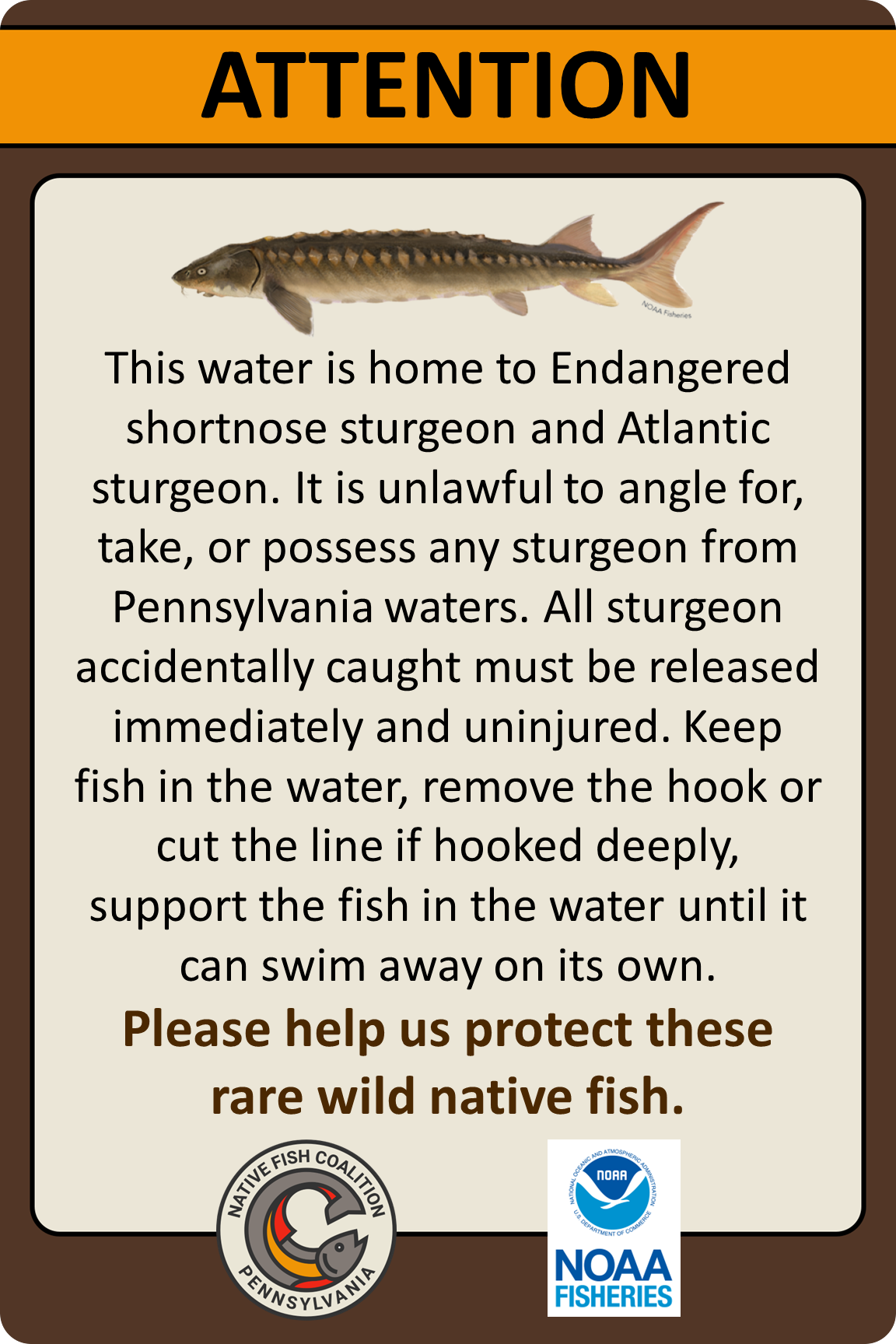 Sturgeon Sign - Pennsylvania — Native Fish Coalition