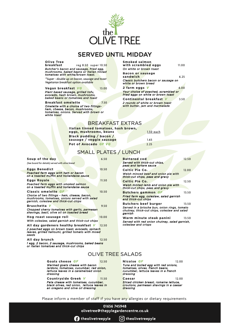 The Olive Tree Restaurant — Pyle Garden Village