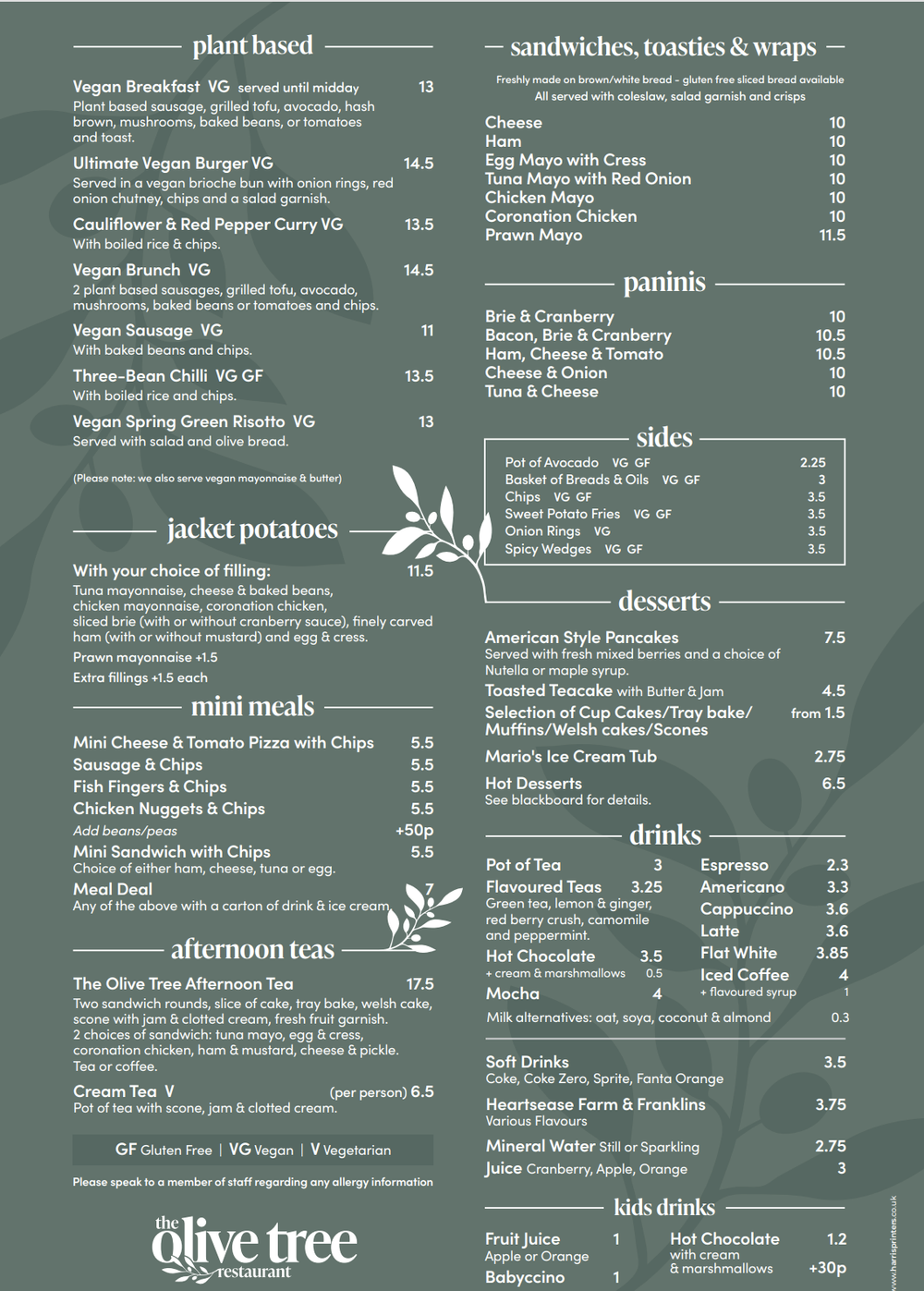 The Olive Tree Restaurant — Pyle Garden Village