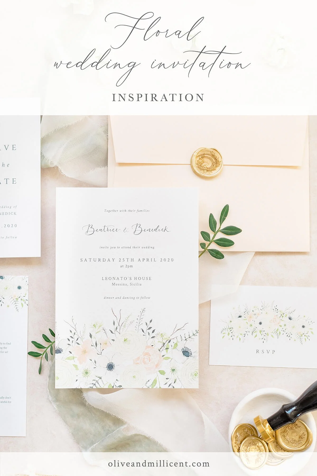 Floral Wedding Invitation Inspiration — Olive & Millicent