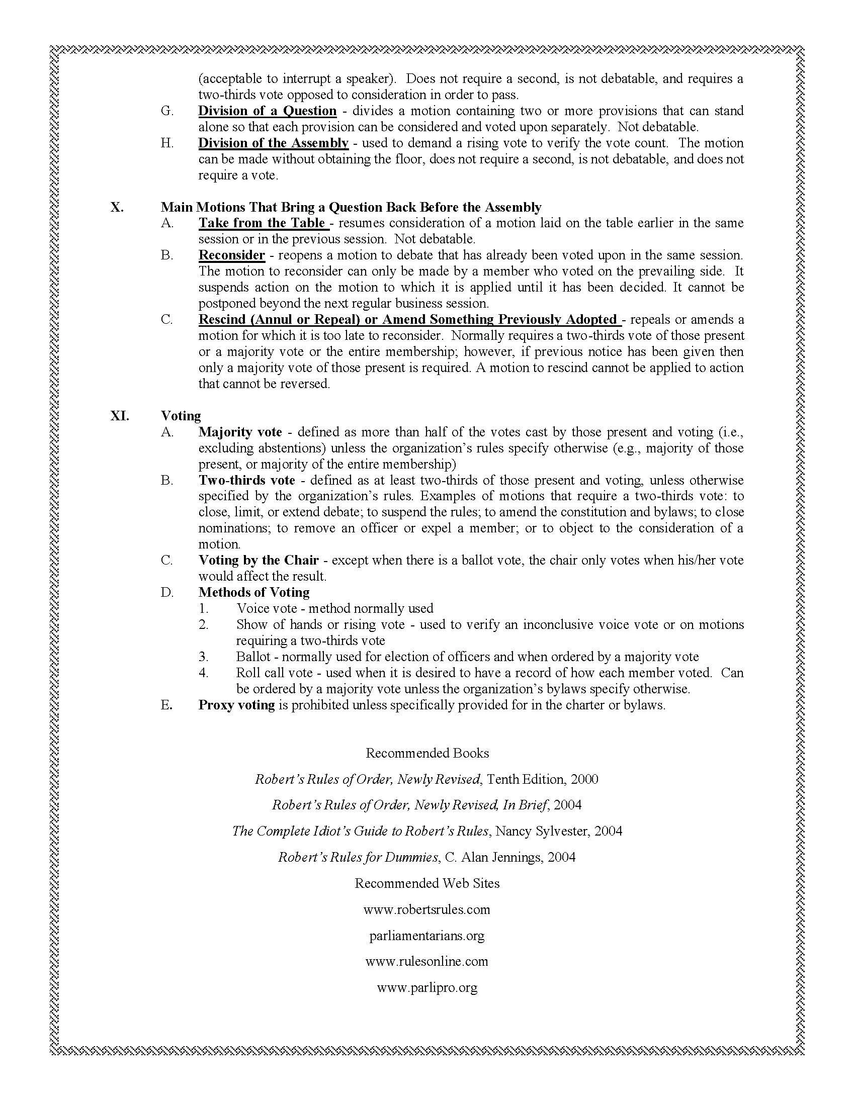Robert's Rules of Order — Texas DECA