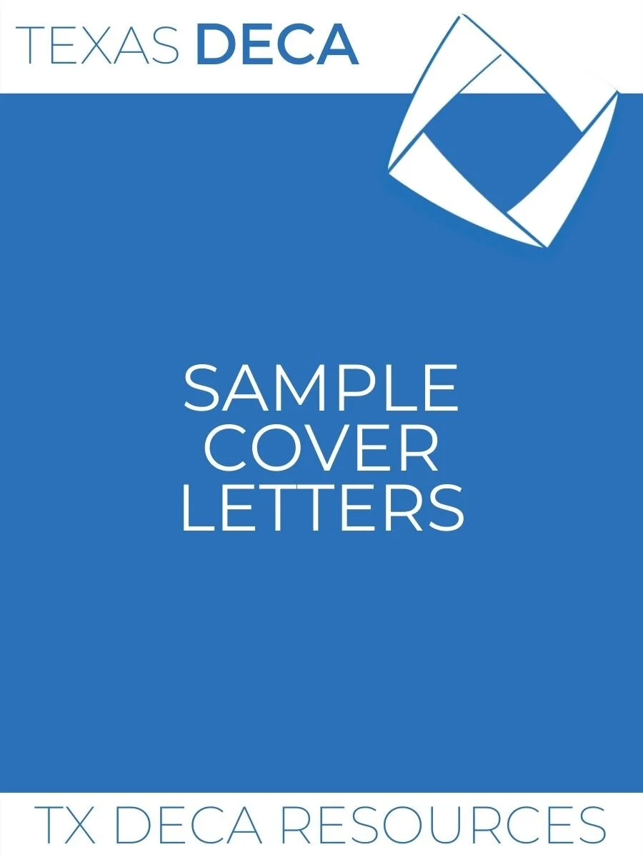 Sample Cover Letters — Texas DECA
