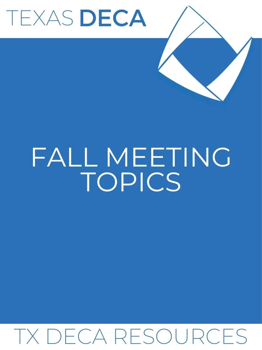 Fall Chapter Meeting Topics — Texas DECA