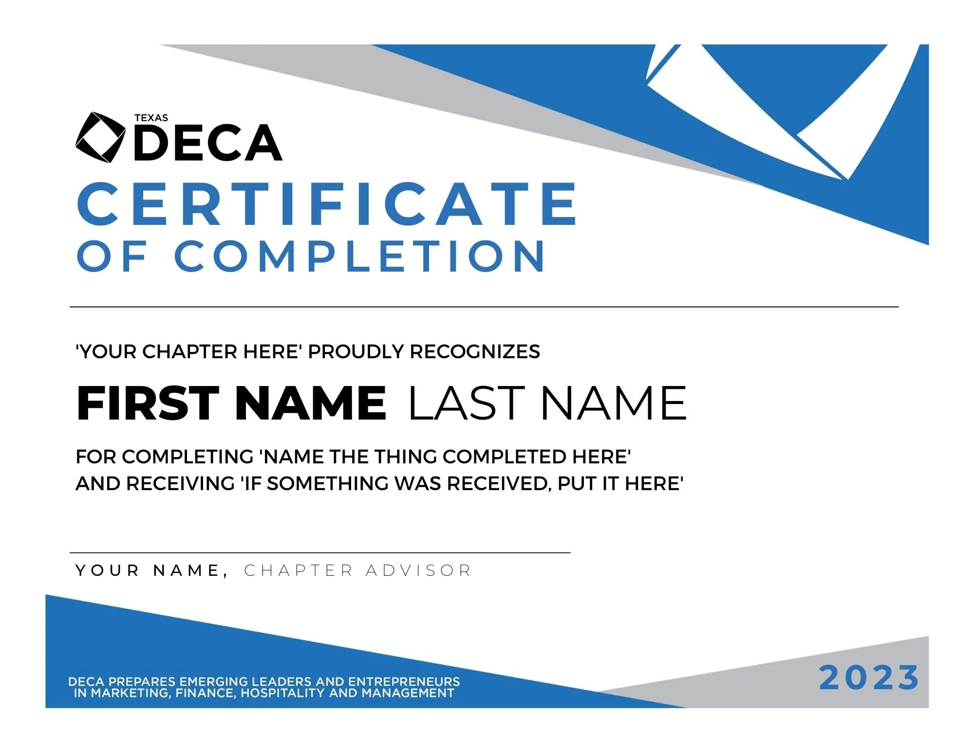 Templates — Sample — Texas DECA