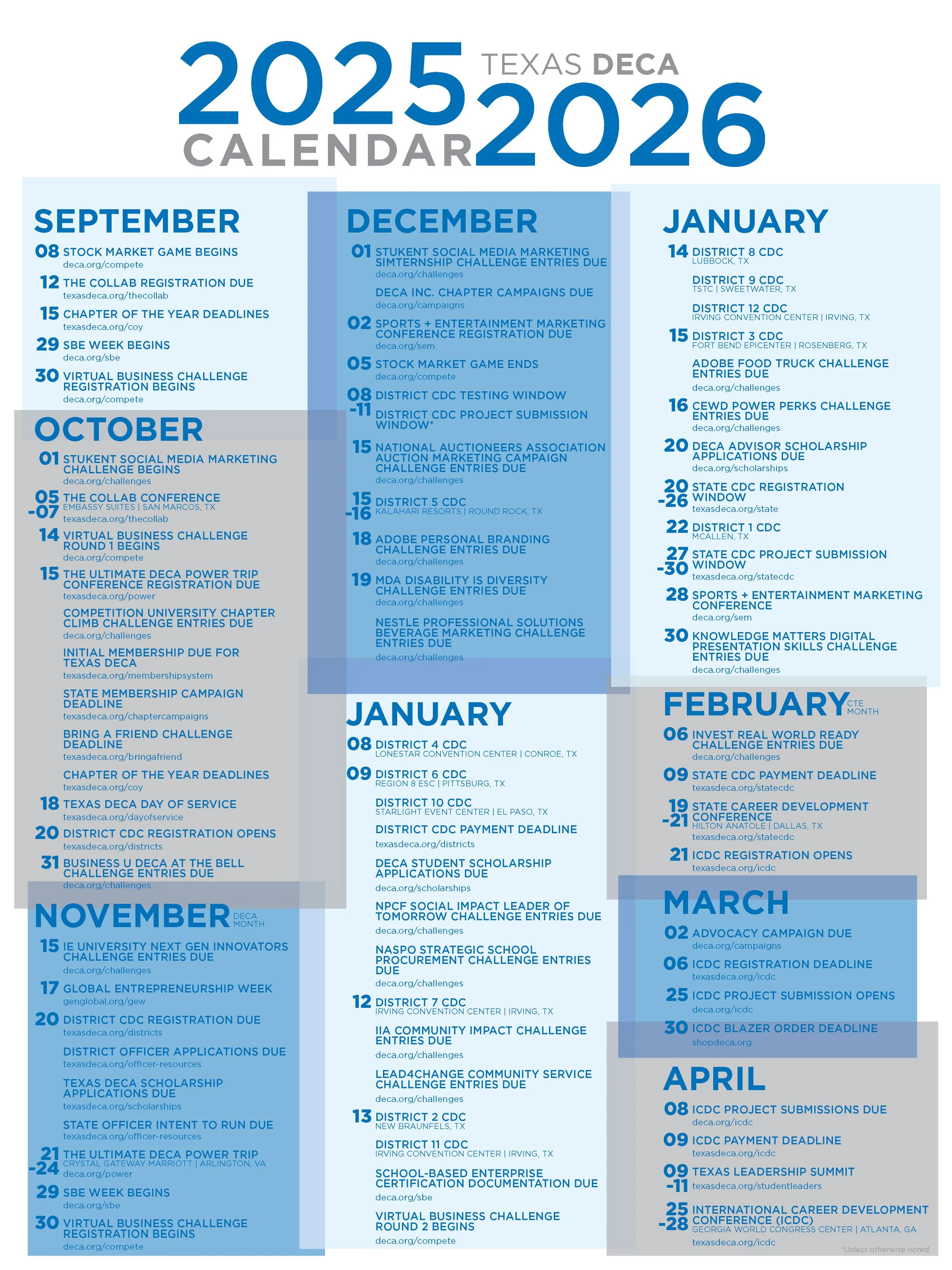 Texas DECA Calendar — Texas DECA