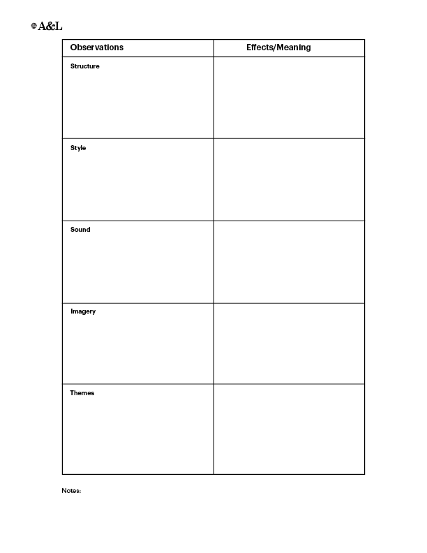 Literary Analysis Chart — Center for Arts & Language