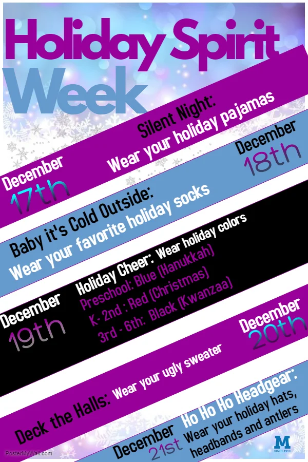 ES Holiday Spirit Week / EE Semana de Espiritu Festivo — Meridian ...