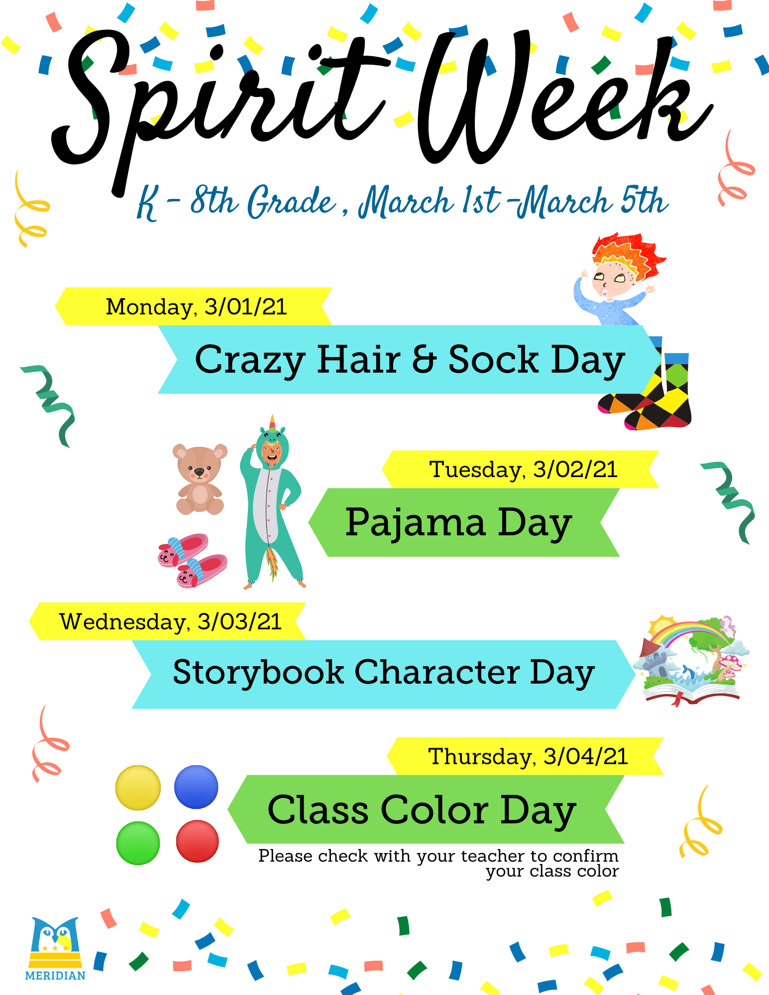 Virtual Spirit Week/ semana del espíritu virtual — Meridian Public ...
