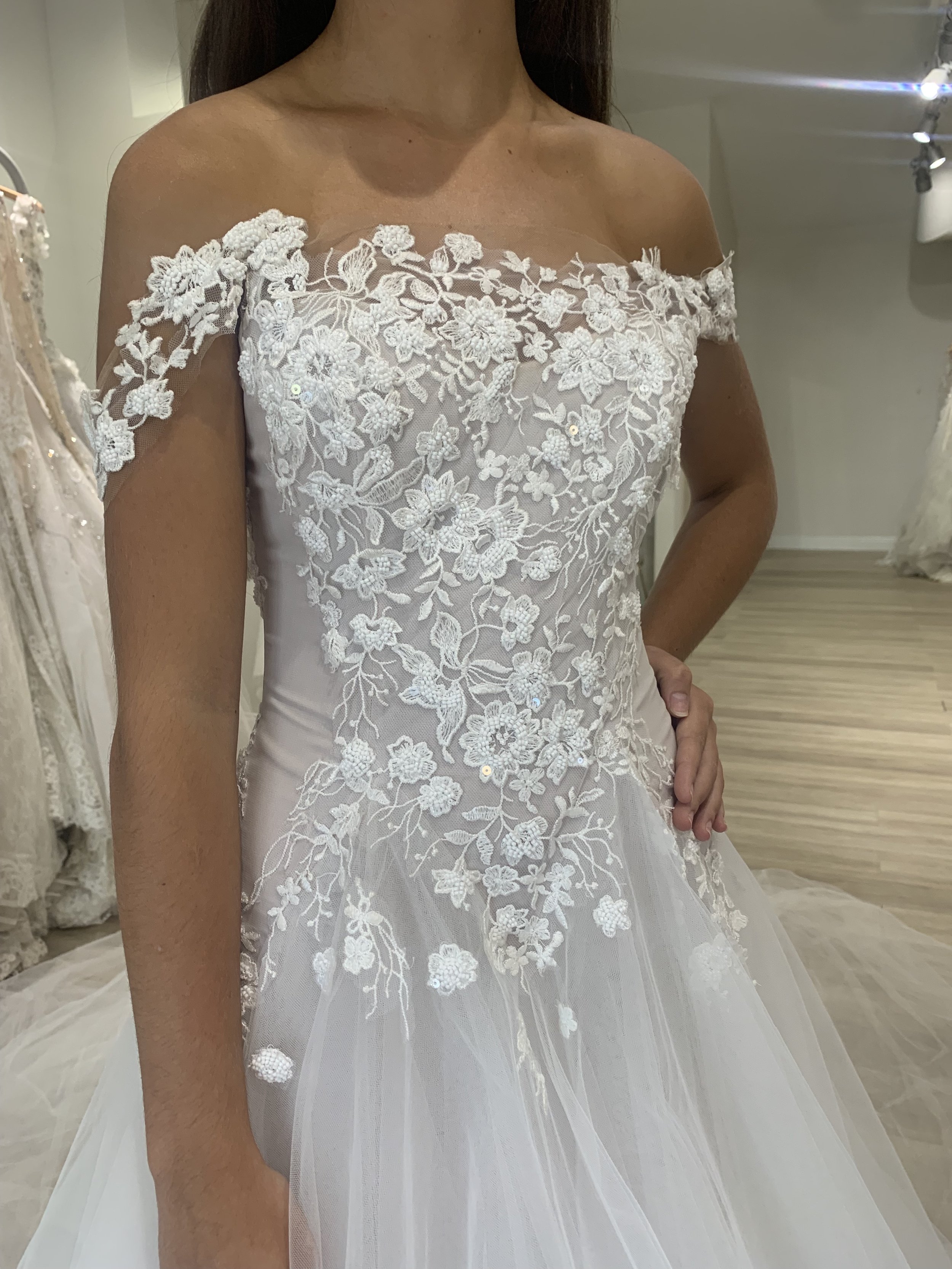 Ines Di Santo Sen Lace Sleeved Wedding Dress at Orlando Bridal Shop ...