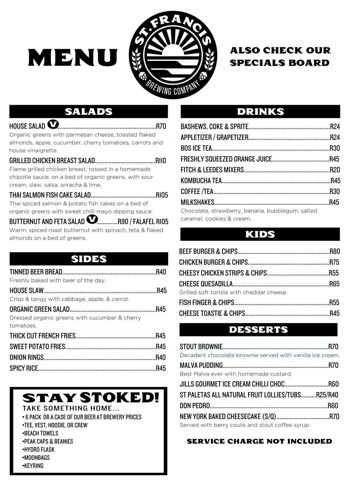 menu — St Francis Brewing Co