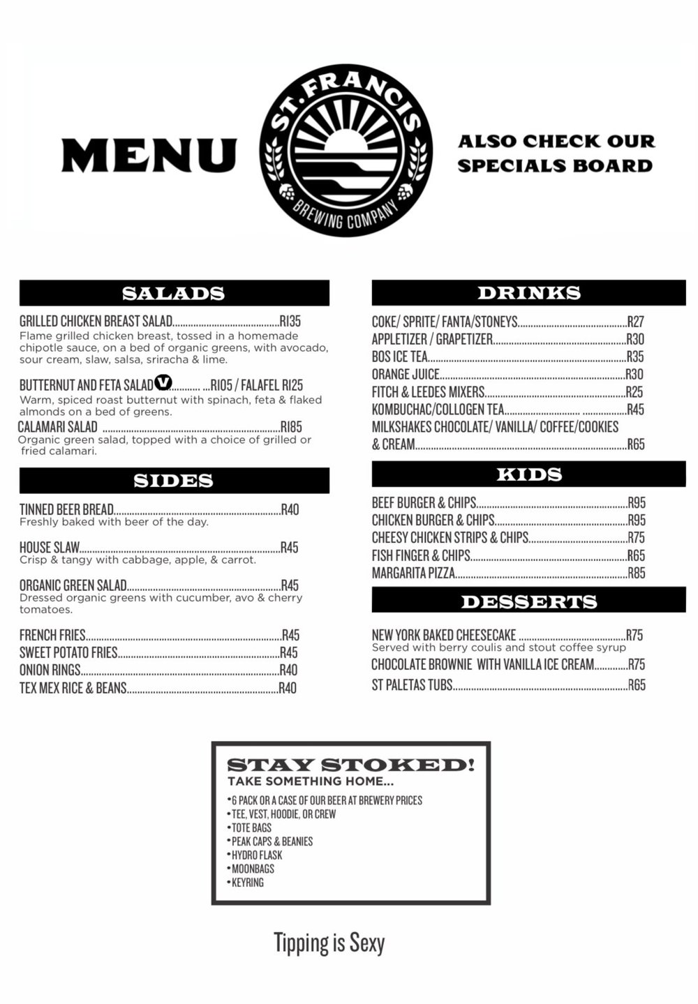 menu — St Francis Brewing Co